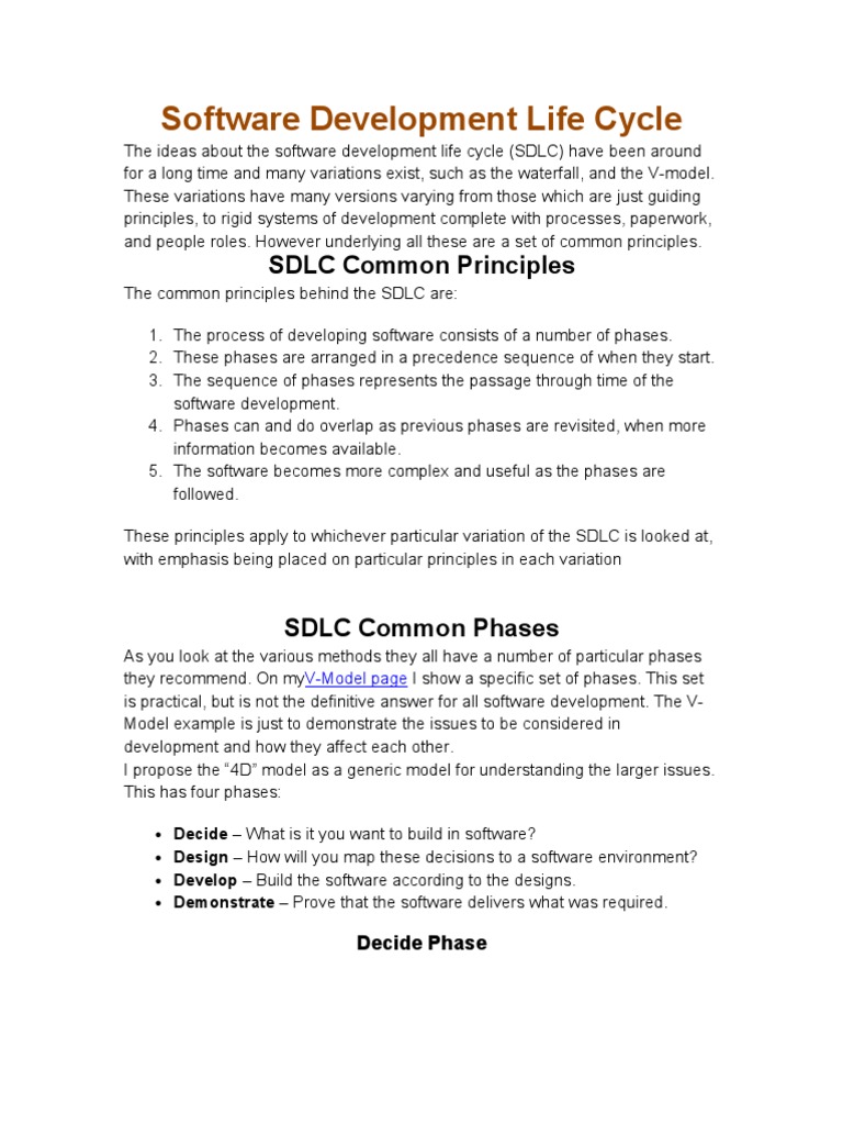 Software Development Life Cycle | PDF | Software Development Process ...