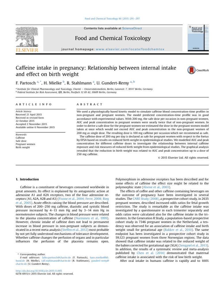 2015 Caffeine Intake in Pregnancy - Relationship Between Internal ...