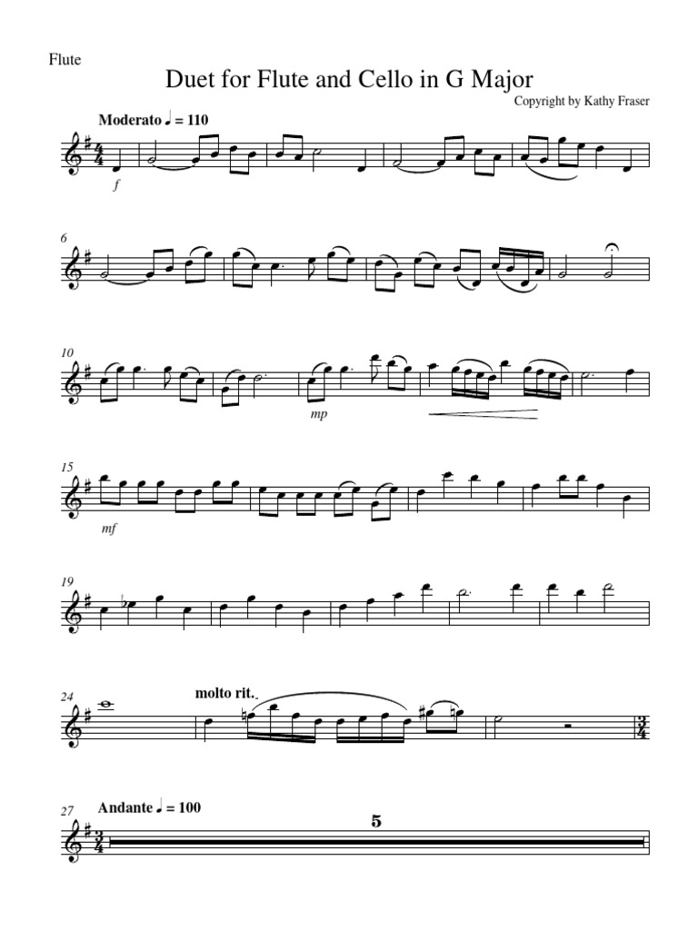 Duet in G Major For Flute and Cello Full Score and Parts SMP | PDF
