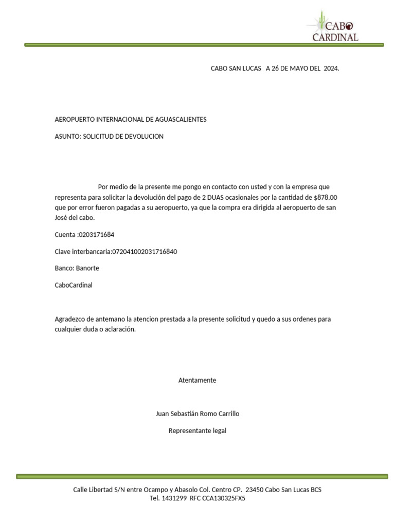 Hoja Membretada CABO CARDINAL | PDF