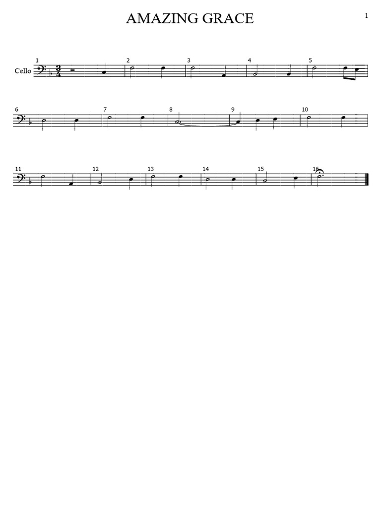 Amazing Grace - Cello | PDF