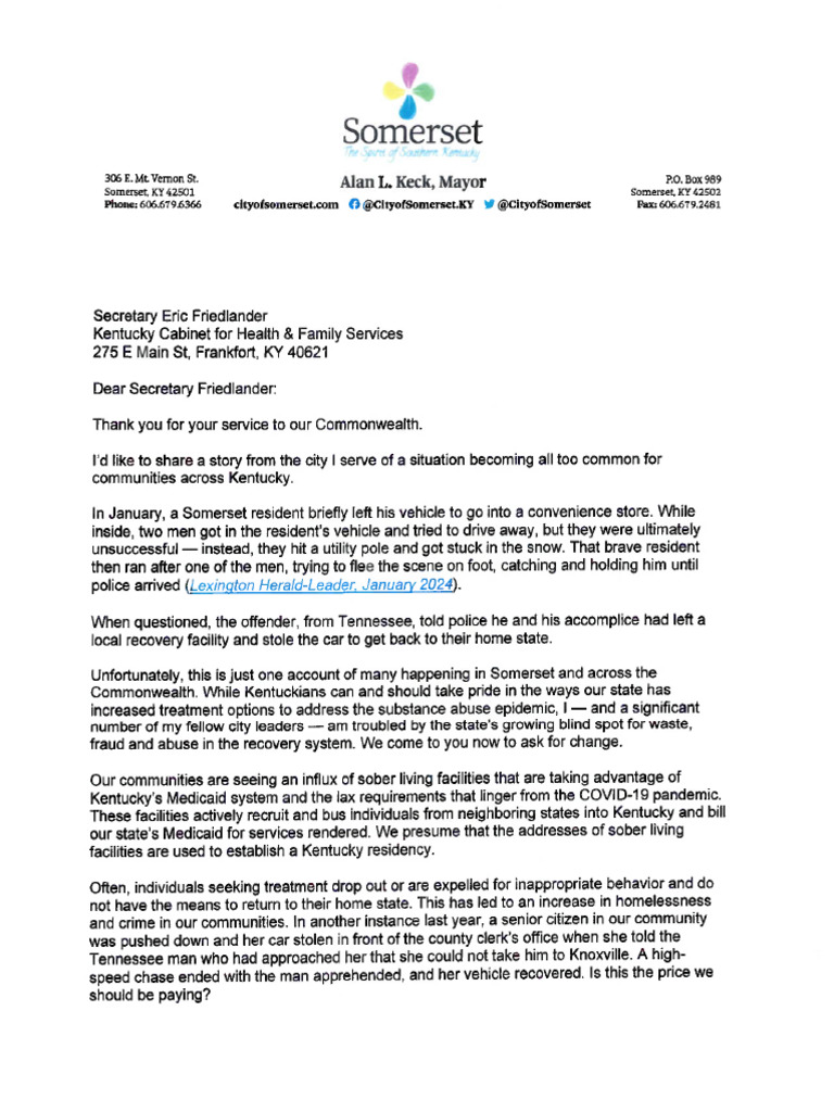 Keck Letter To CHFS | PDF