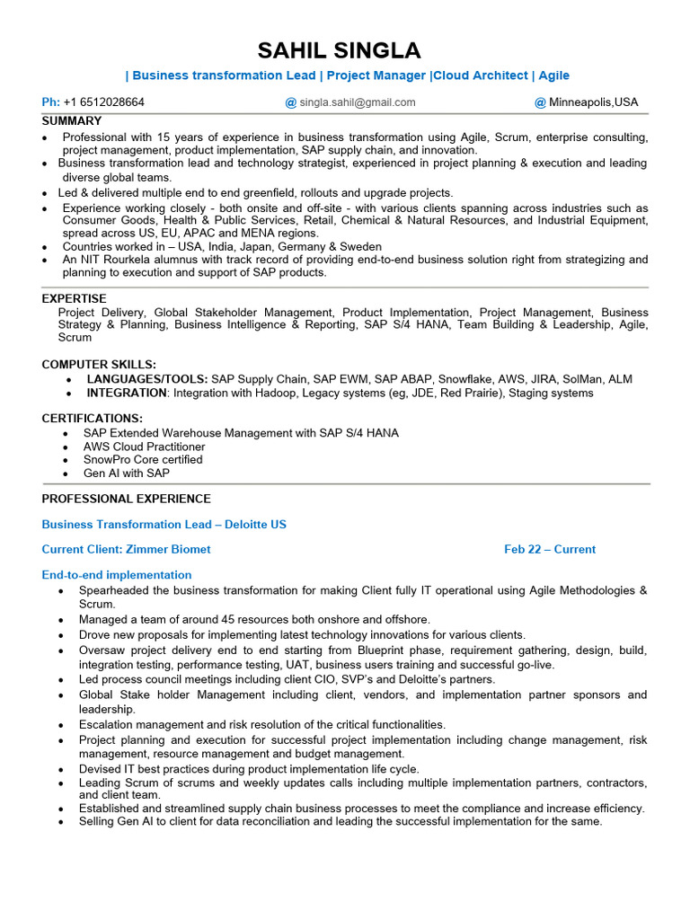 Resume Sahil | PDF | Agile Software Development | Technology & Engineering