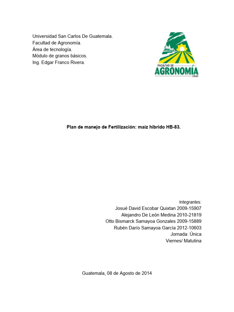 Plan de Fertilizacion Completo | PDF | Fertilizante | Suelo