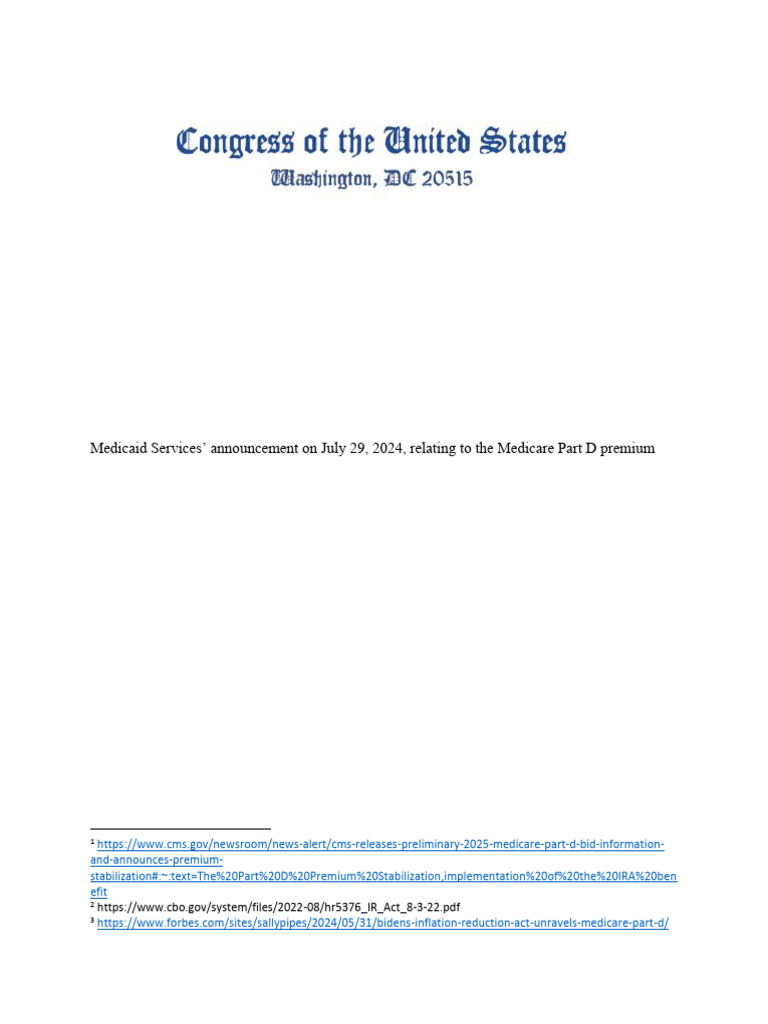 Medicare Part D Premium Concerns 2025 | PDF | Medicare (United States ...