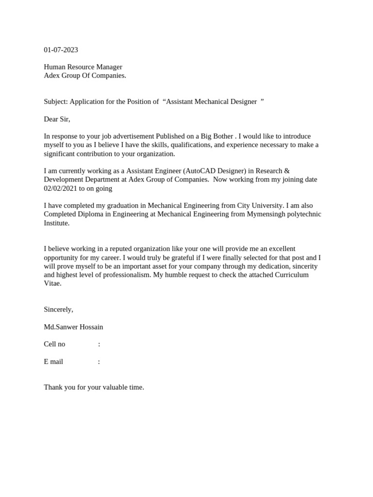 Cover Latter-01 | PDF | Career & Growth | Art