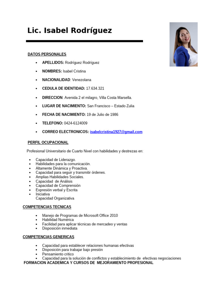 Curriculum Isabel Cristina Rodriguez 2024 | PDF