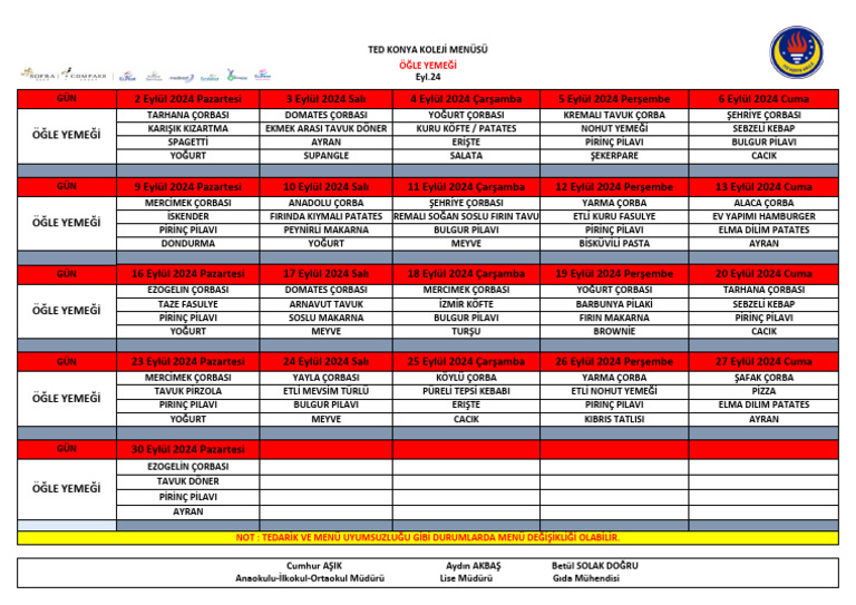 EYLUL 2024 Menu | PDF