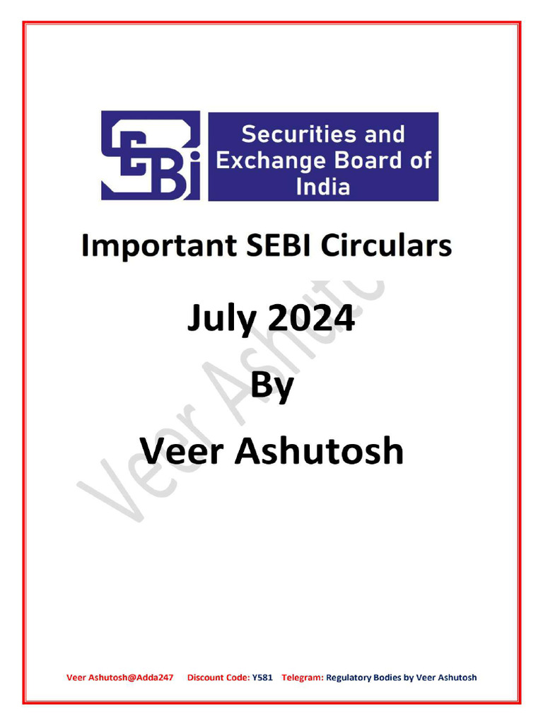 SEBI Circulars - July 2024 | PDF