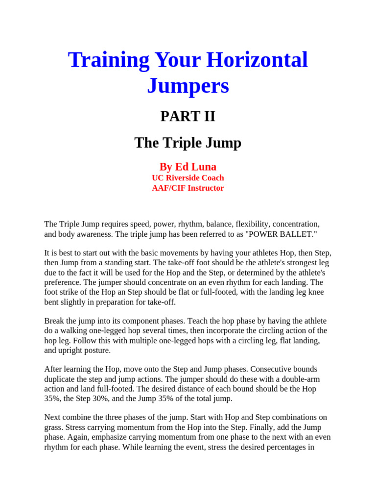 Triple Jump Training Techniques | PDF