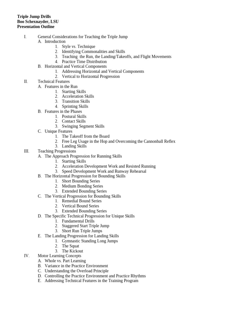 Schexnayder Triplejump Drills | PDF | Takeoff | Gymnastics