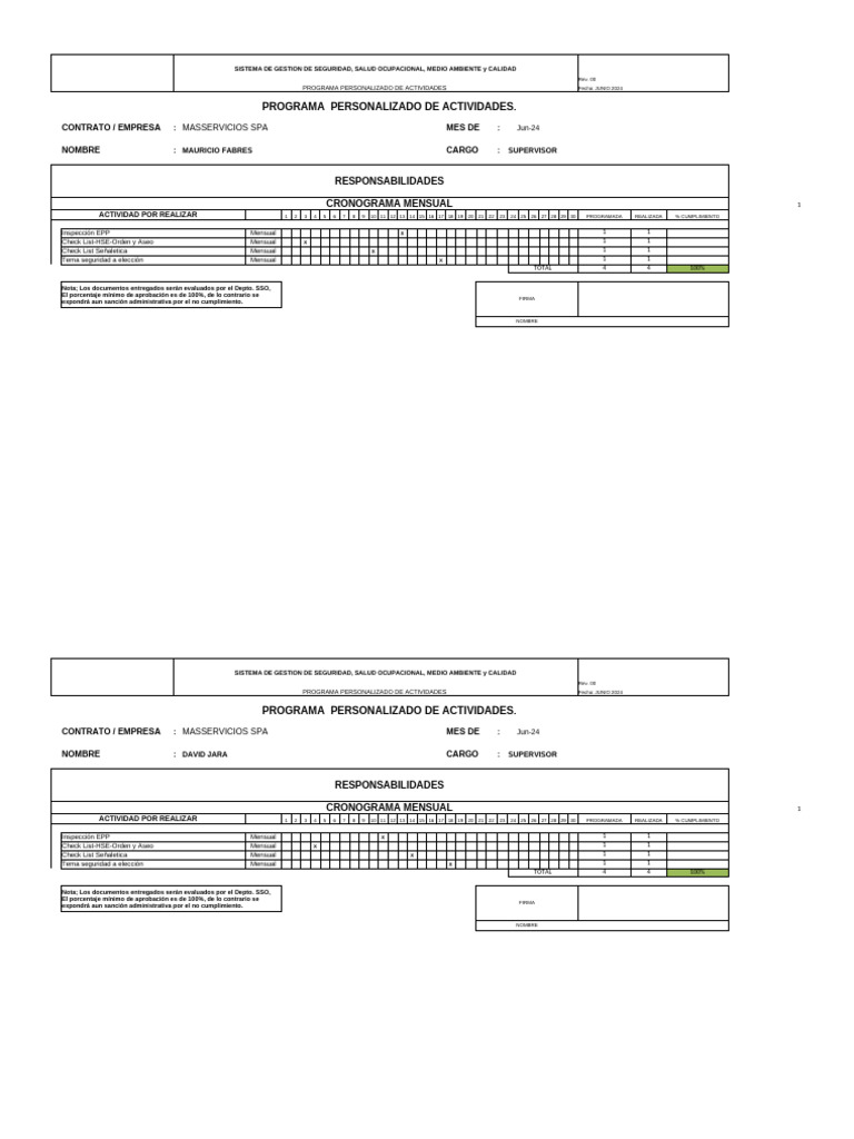 Programa Personalizado JUNIO 2024 | PDF