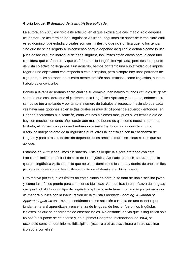 LINGÜÍSTICA. Luque. | PDF
