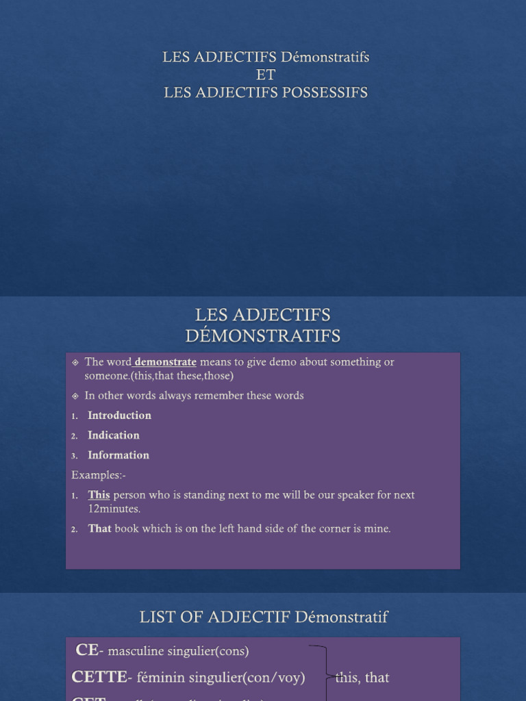 Adjectis Possessif Et Demonstratif | PDF