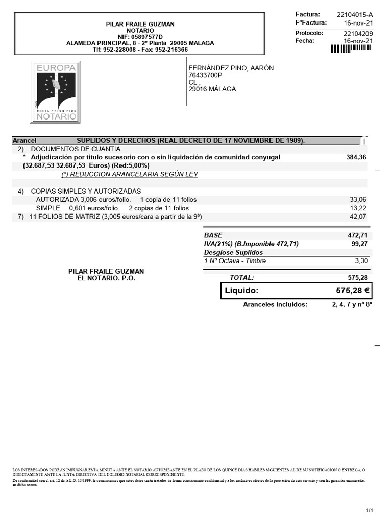 fra notaria 1 aceptacion | PDF