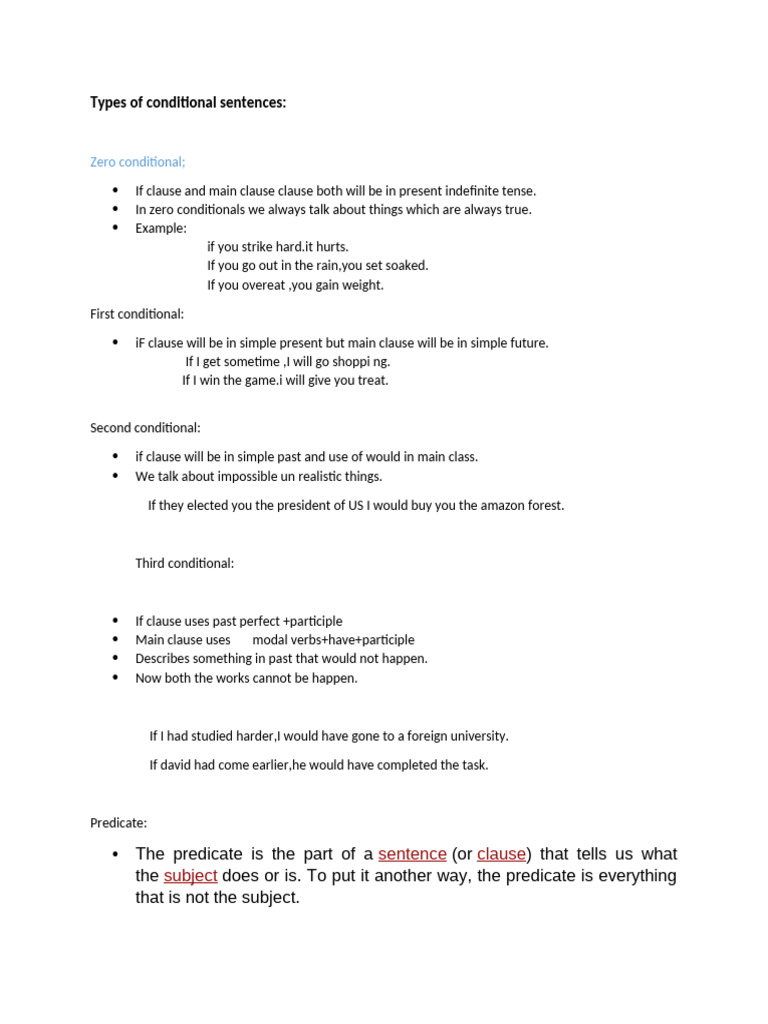 Types of Conditional Sentences | PDF