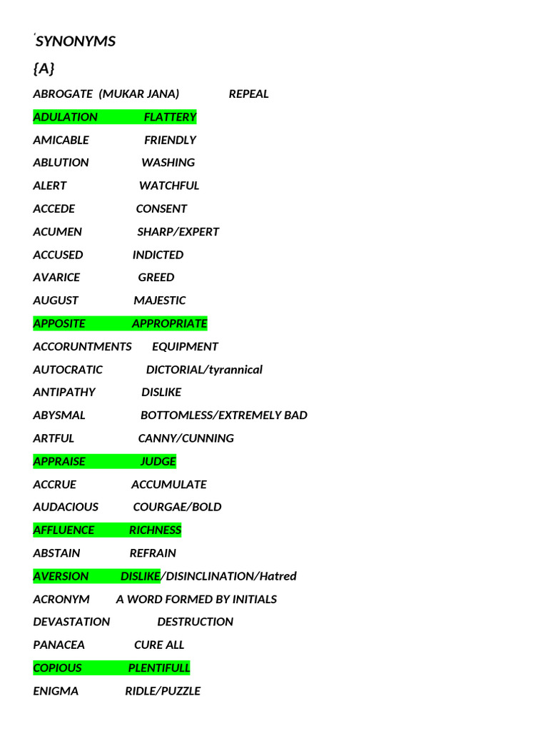 Synonyms | PDF