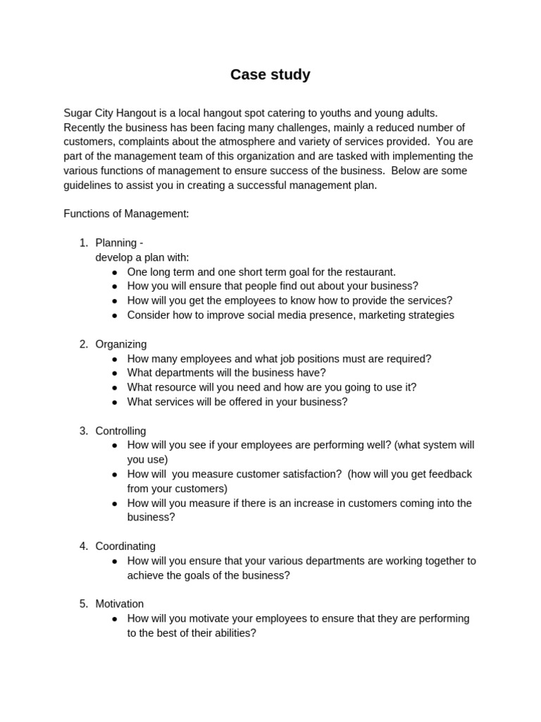 Management Functions Case Study | PDF