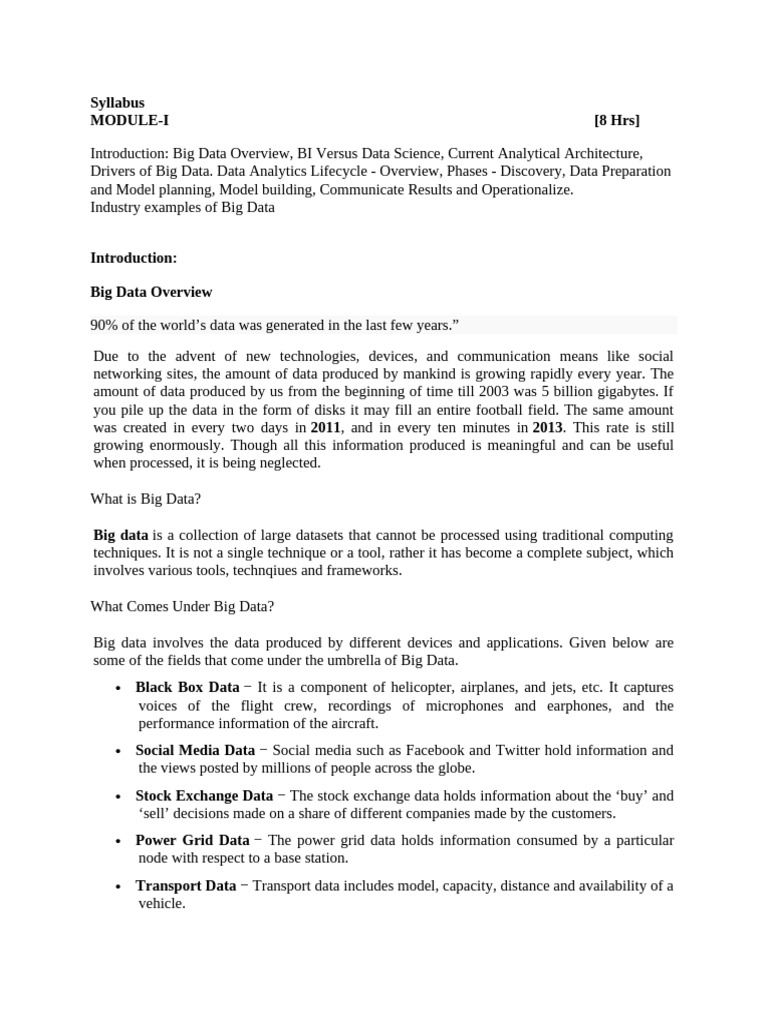 Bigdata Mod-1 | PDF