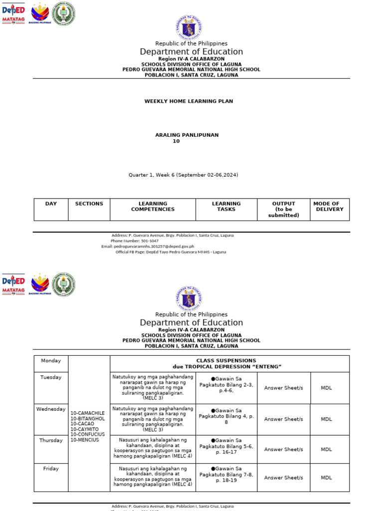 Ap 10 Q1 Week 6 WHLP | PDF