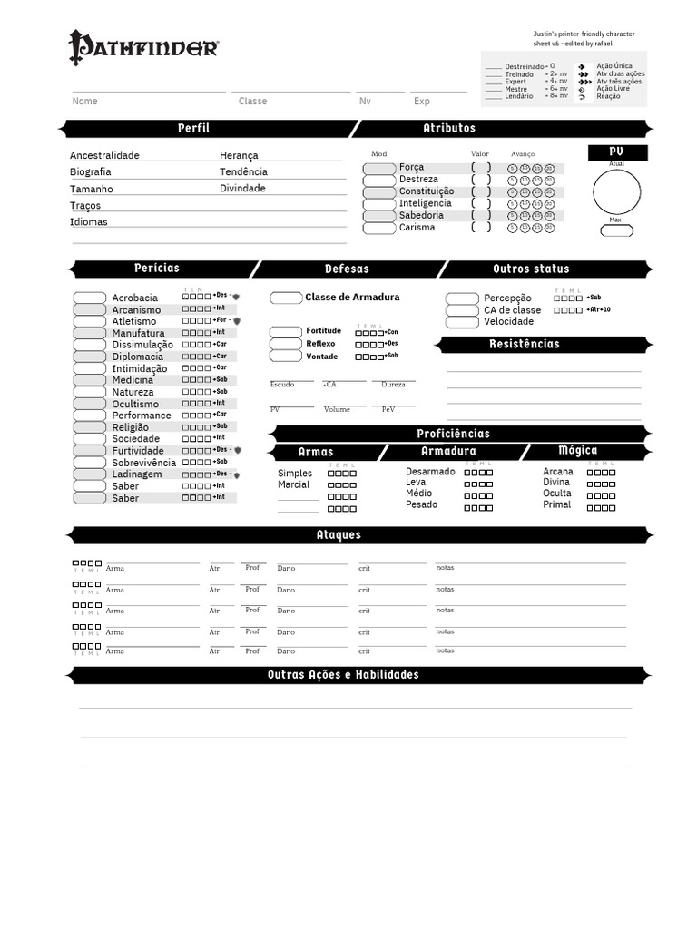 Ficha Pathfinder 2e - Impressão | PDF