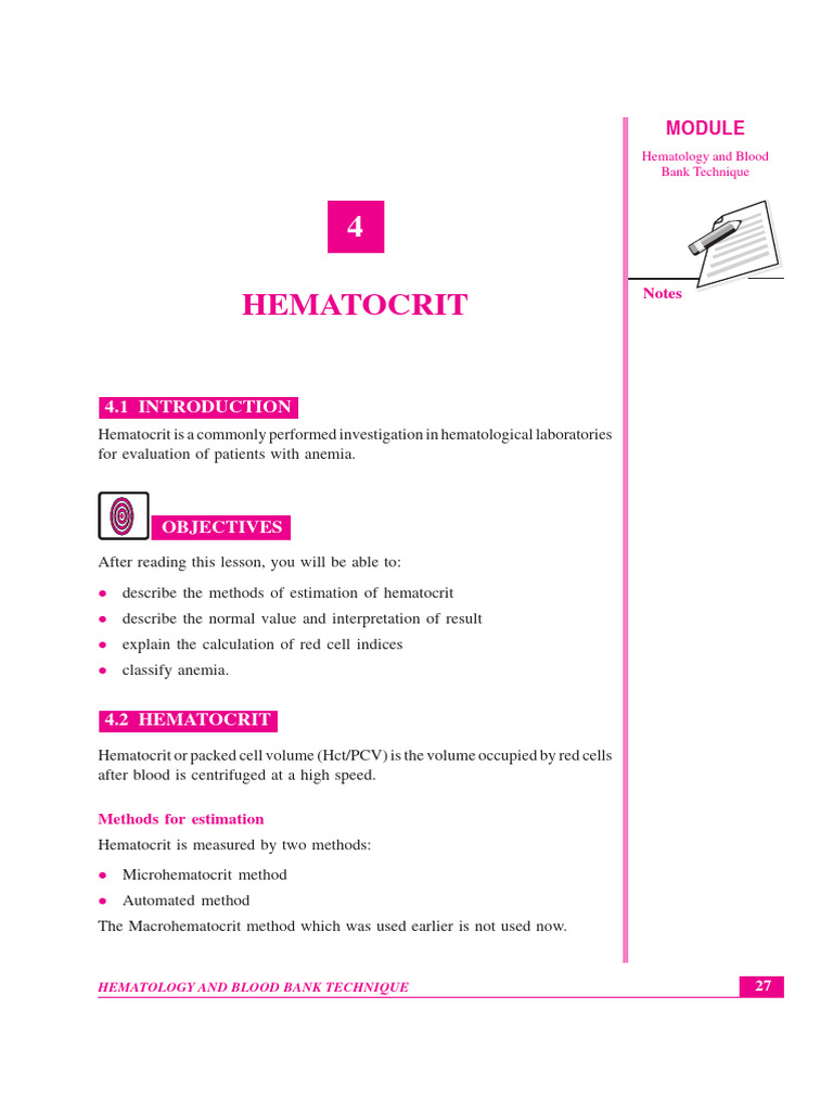 Lesson-04 Hematology & Blood Bank Technique | PDF
