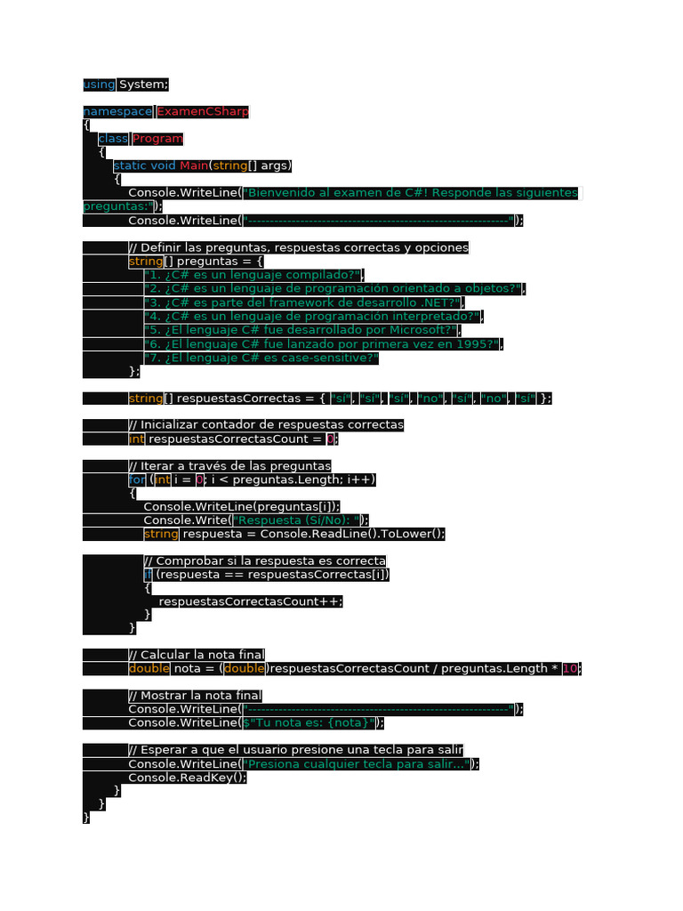 Codifgo de Programacion C# | PDF | Métodos y materiales de enseñanza ...