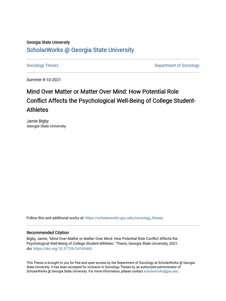 Mind Over Matter or Matter Over Mind | PDF