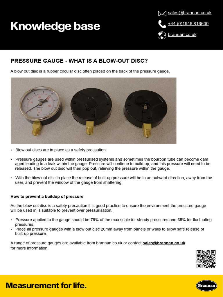 Pressure Gauge Blow Out Disc Knowledge Base | PDF