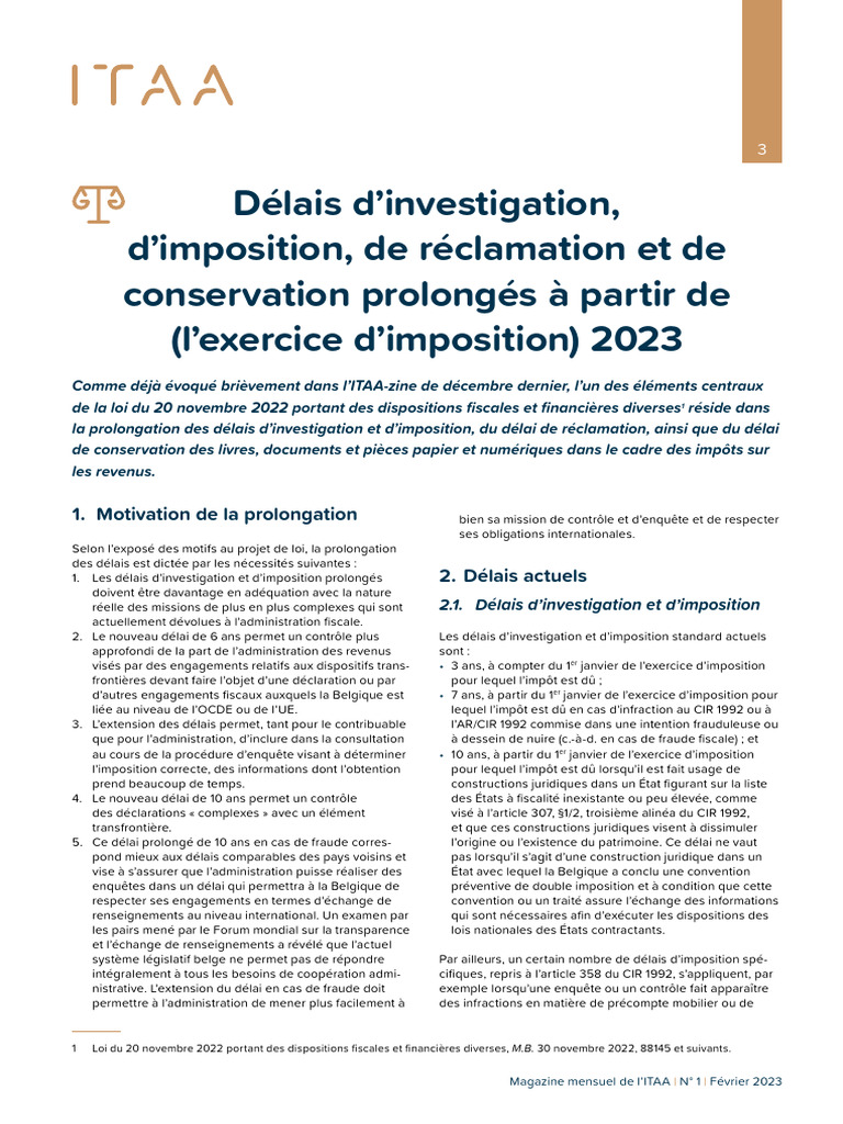 ITAA-zine DélaisInvestigationImpositionRéclamation | PDF