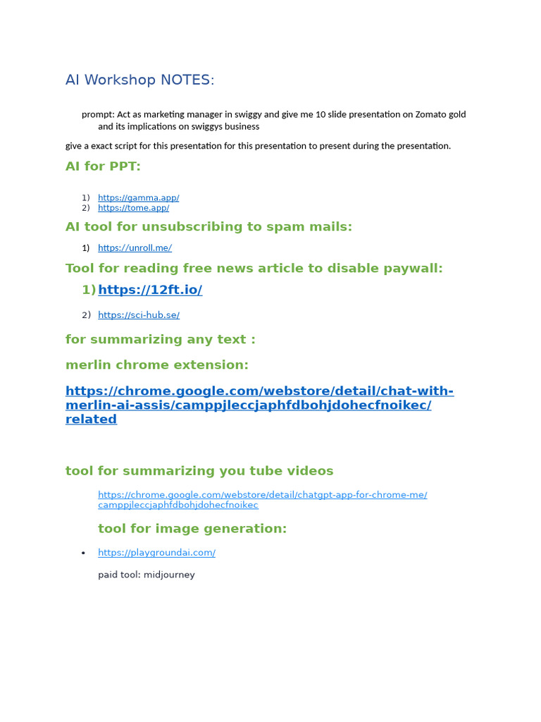 AI Workshop Notes | PDF