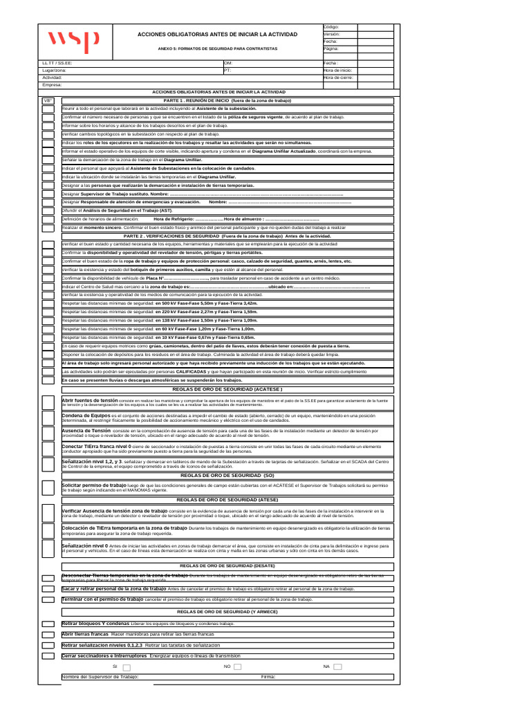 Anexo 5 - Formatos de Seguridad para Contratistas | PDF