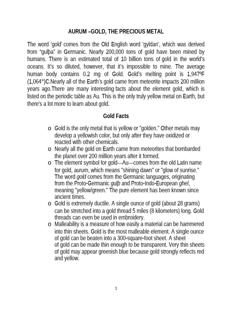 AURUM | PDF | Gold | Metals