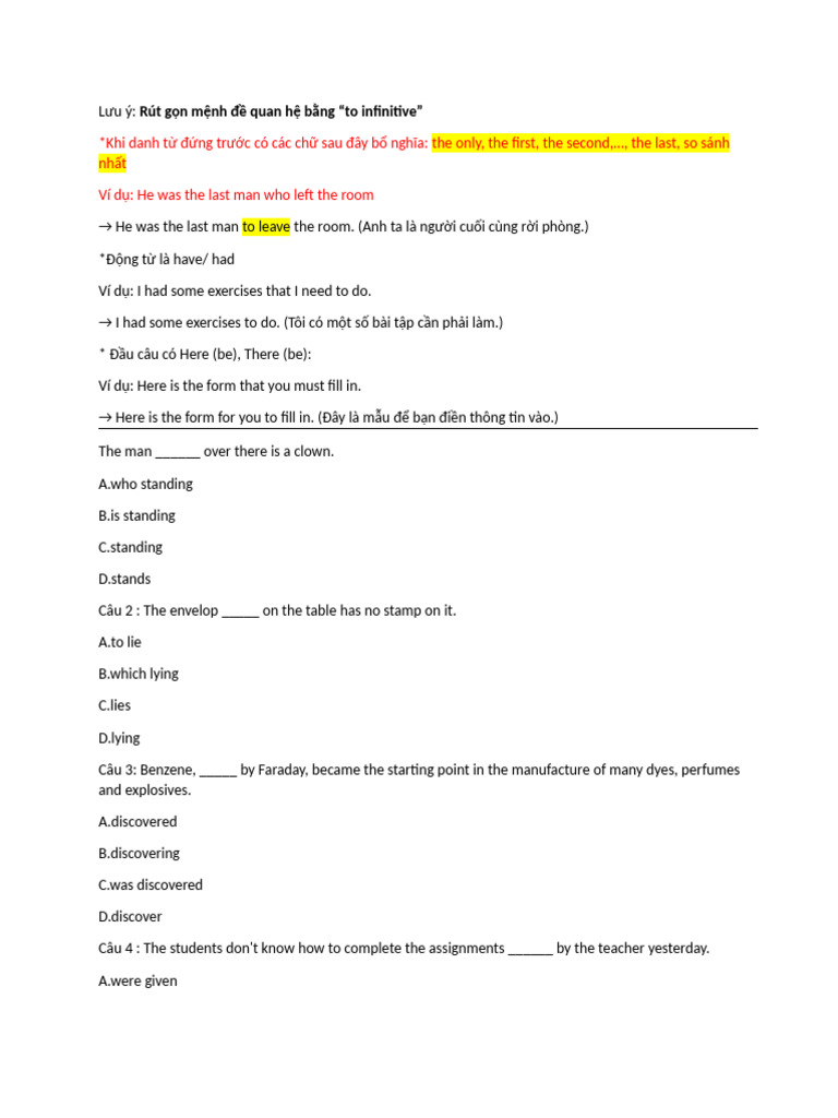 btap rút gọn mệnh đề quan hệ | PDF