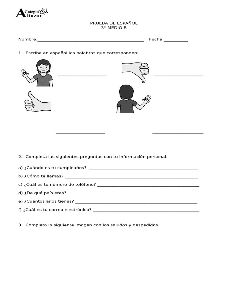 Prueba de Español 3 | PDF