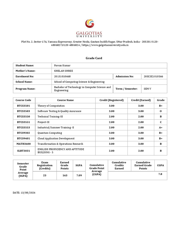 Sem 5 Result | PDF