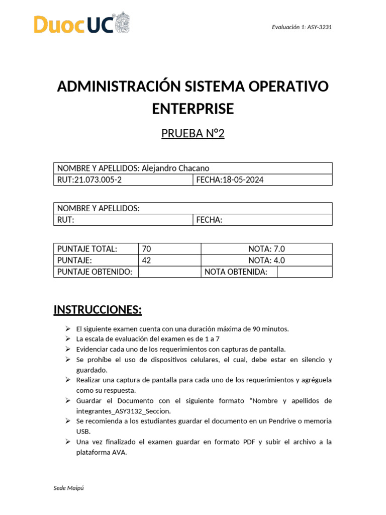 Alejandro Chacano ASY3132 Seccion 002D | PDF