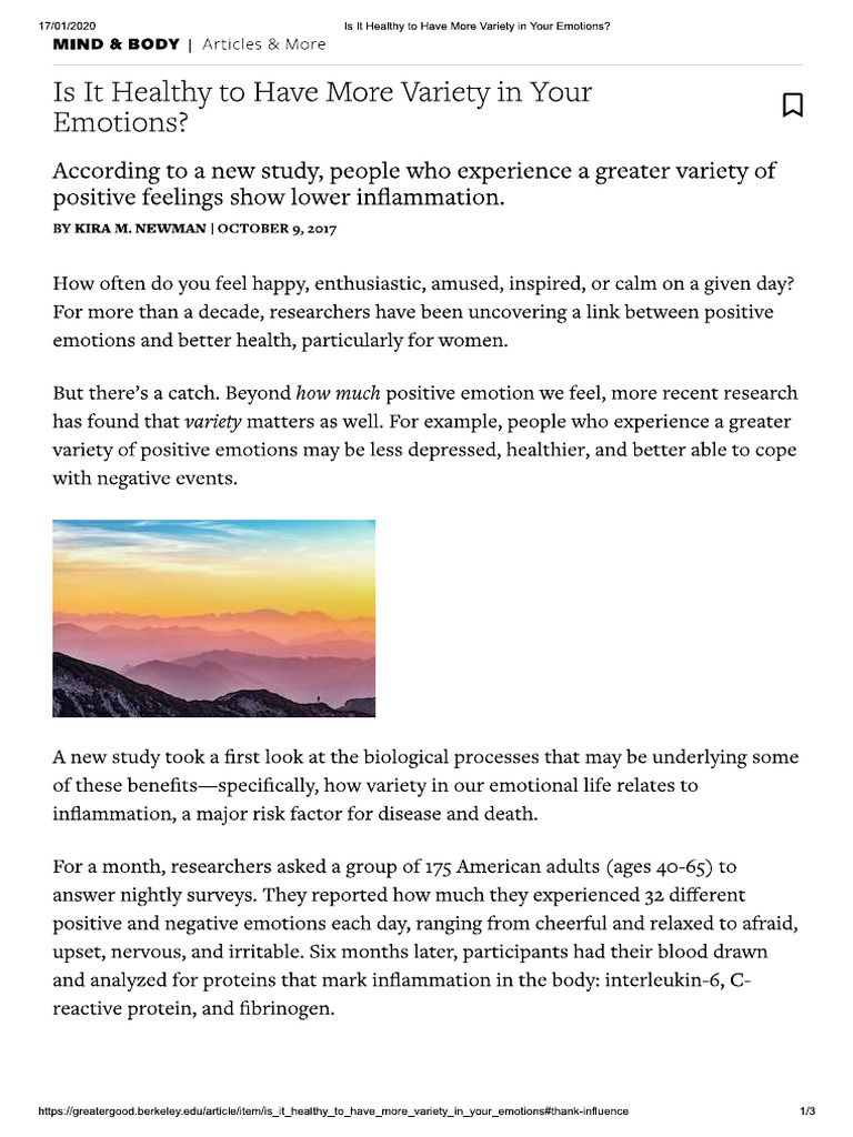 Artigo Varity of Emotions Is Healthy | PDF