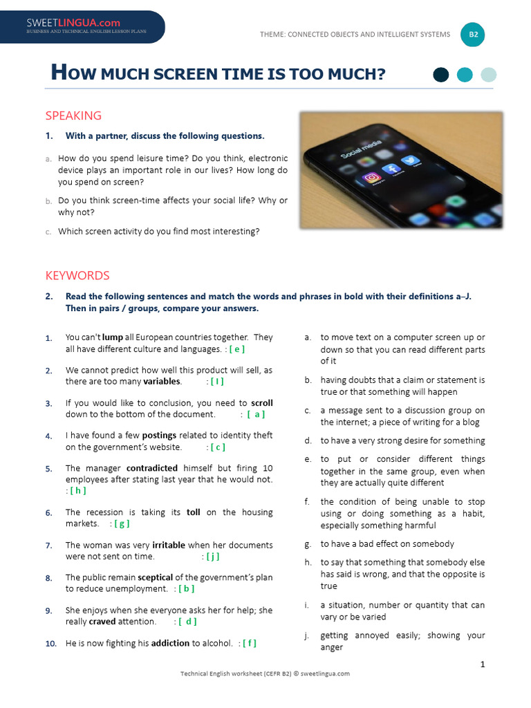Screen Time and Health Teacher v1 | PDF