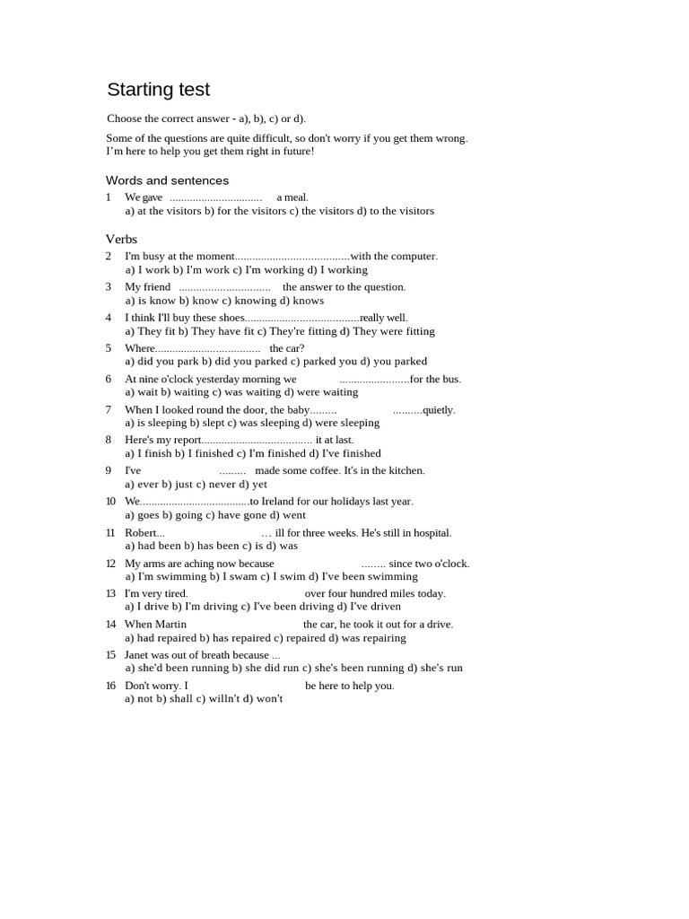 Starting Test - Fruit, Vegetables and Clothes | PDF
