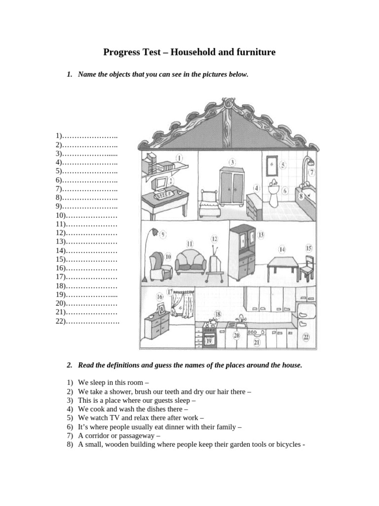 Progress Test - Furniture | PDF