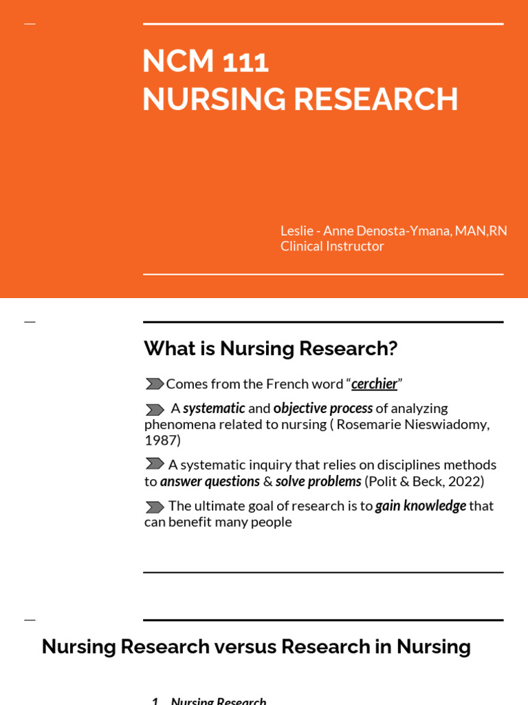 NCM 111 Nursing Research | PDF | Nursing | Evidence Based Medicine
