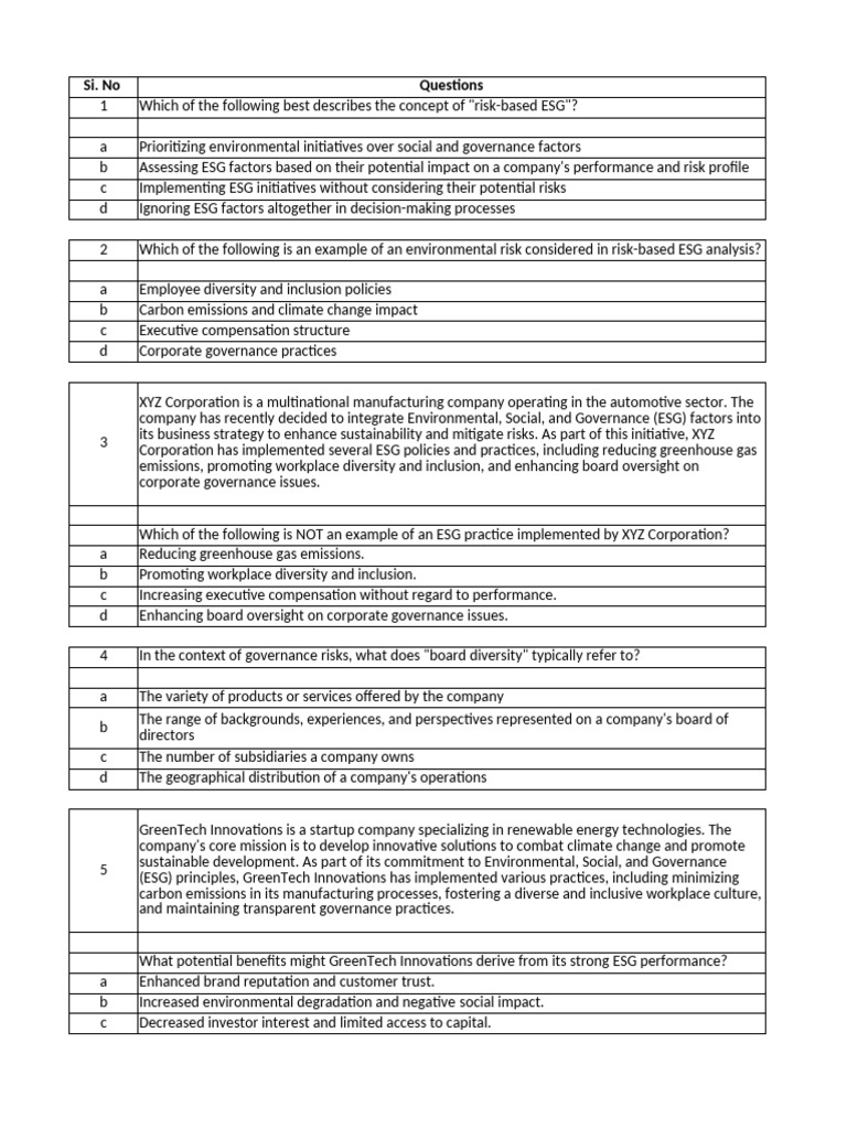 ESG Quiz - Week 1 | PDF