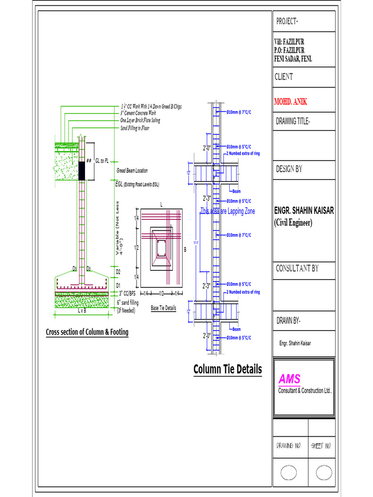 Column Tie Foundation Section | PDF | Building | Composite Material