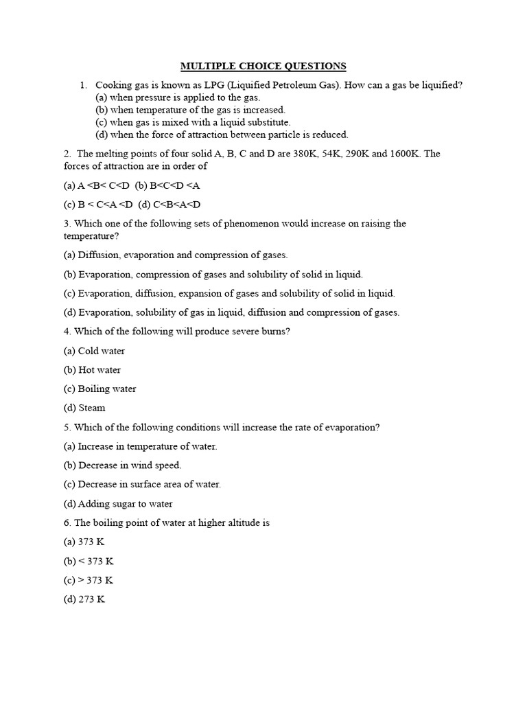 Multiple Choice Questions | PDF