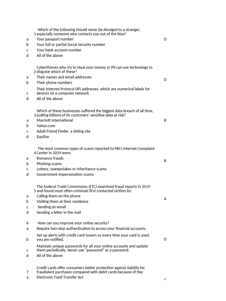 Fraud Quiz Questions | PDF