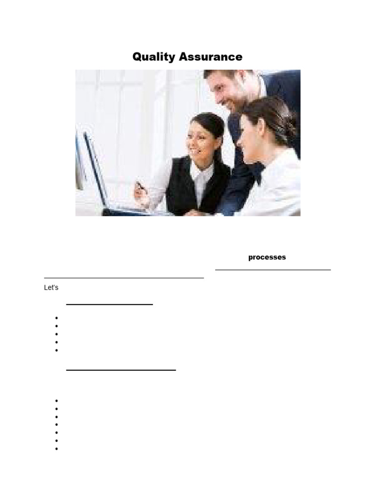 Quality Assurance Guidance. | PDF