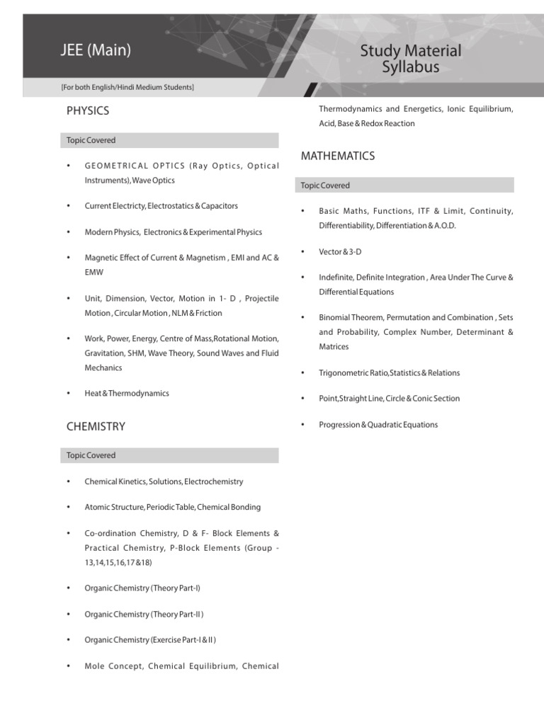JEE Main Study Material | PDF