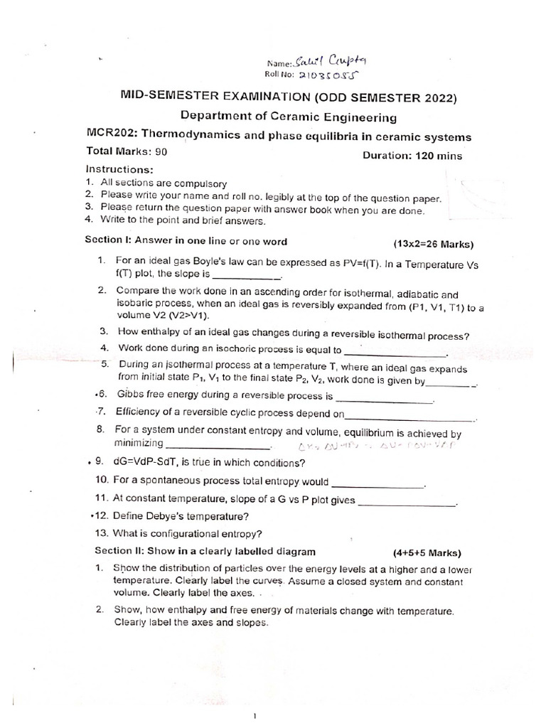 Last Year Midsem Papers | PDF