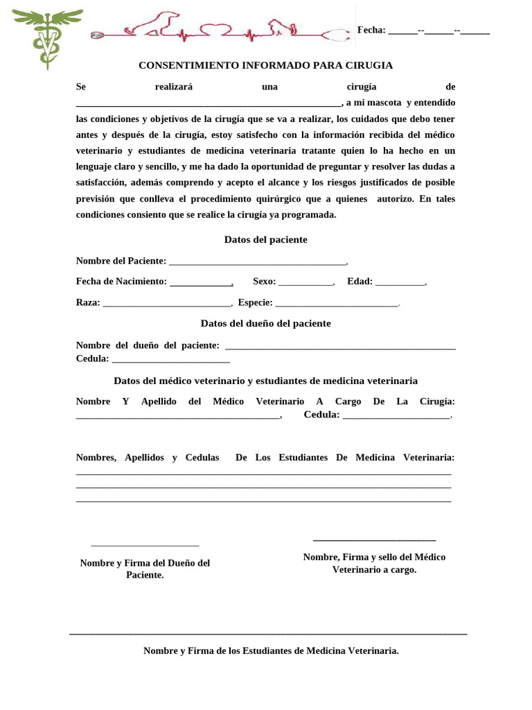 Consentimiento Informado para Cirugia | PDF